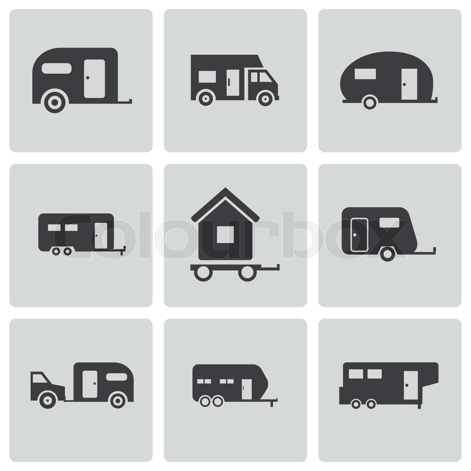 Vector black trailer icons set | Stock vector | Colourbox