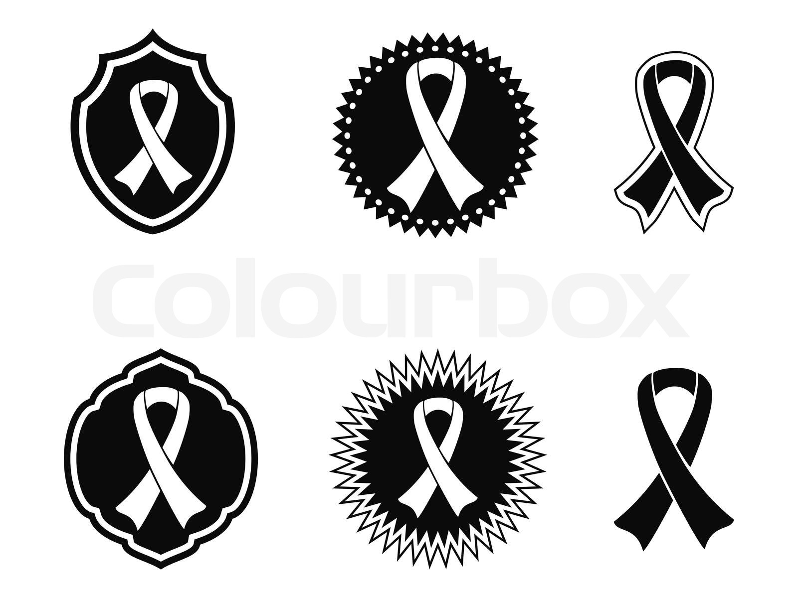 black awareness ribbons and Badges | Stock vector | Colourbox