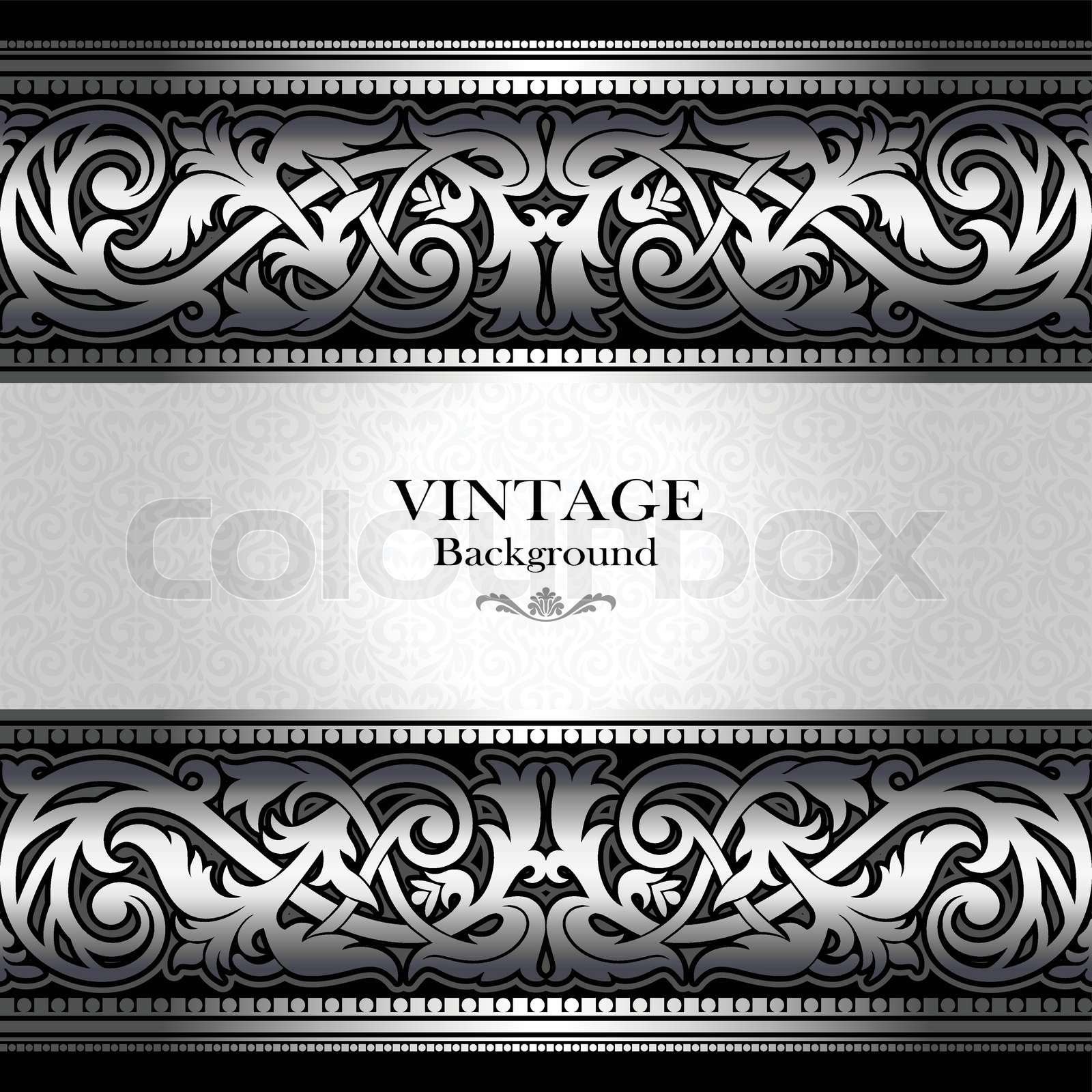 Vintage silver background, antique, victorian ornament, baroque frame ...