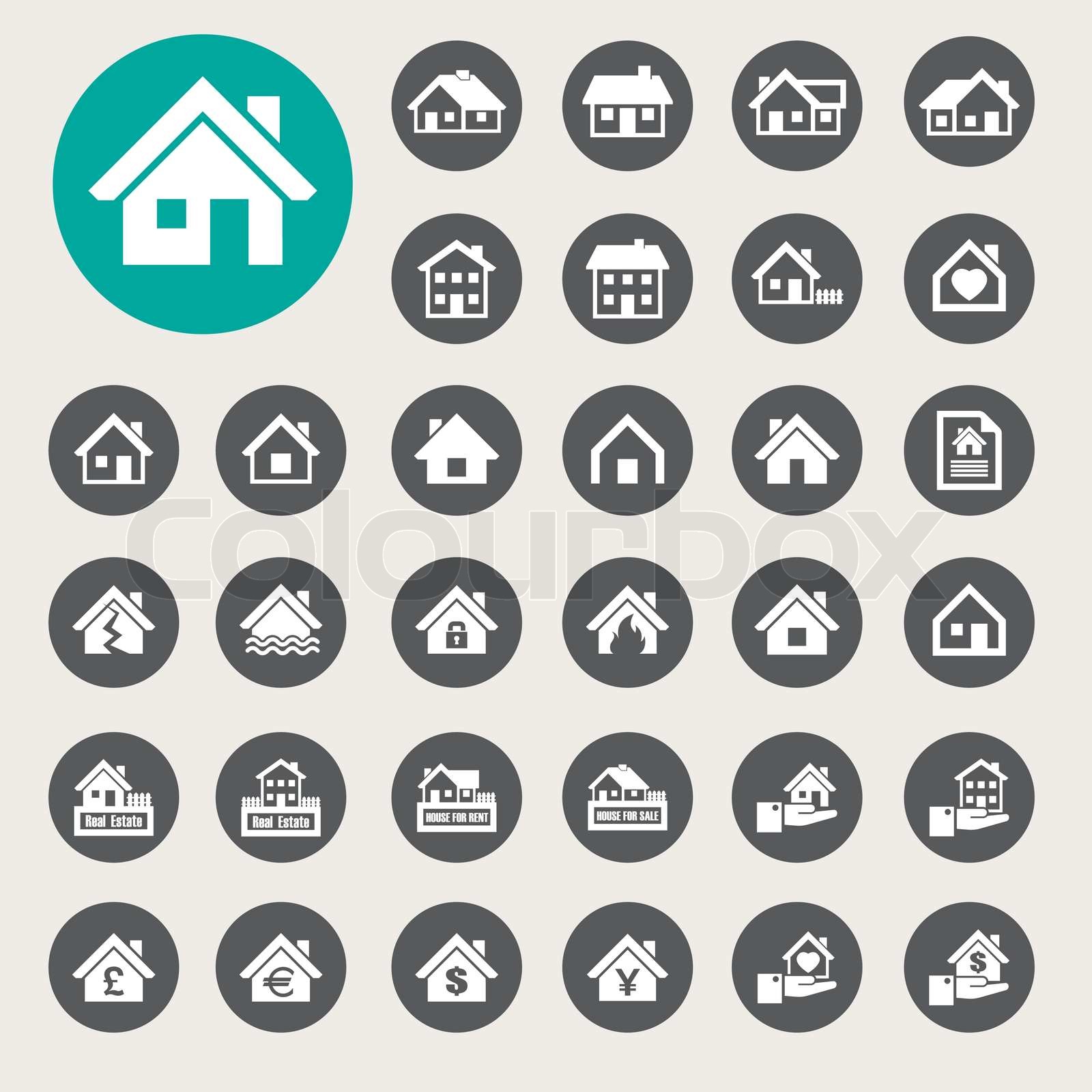 Houses icons set Real estate | Stock vector | Colourbox