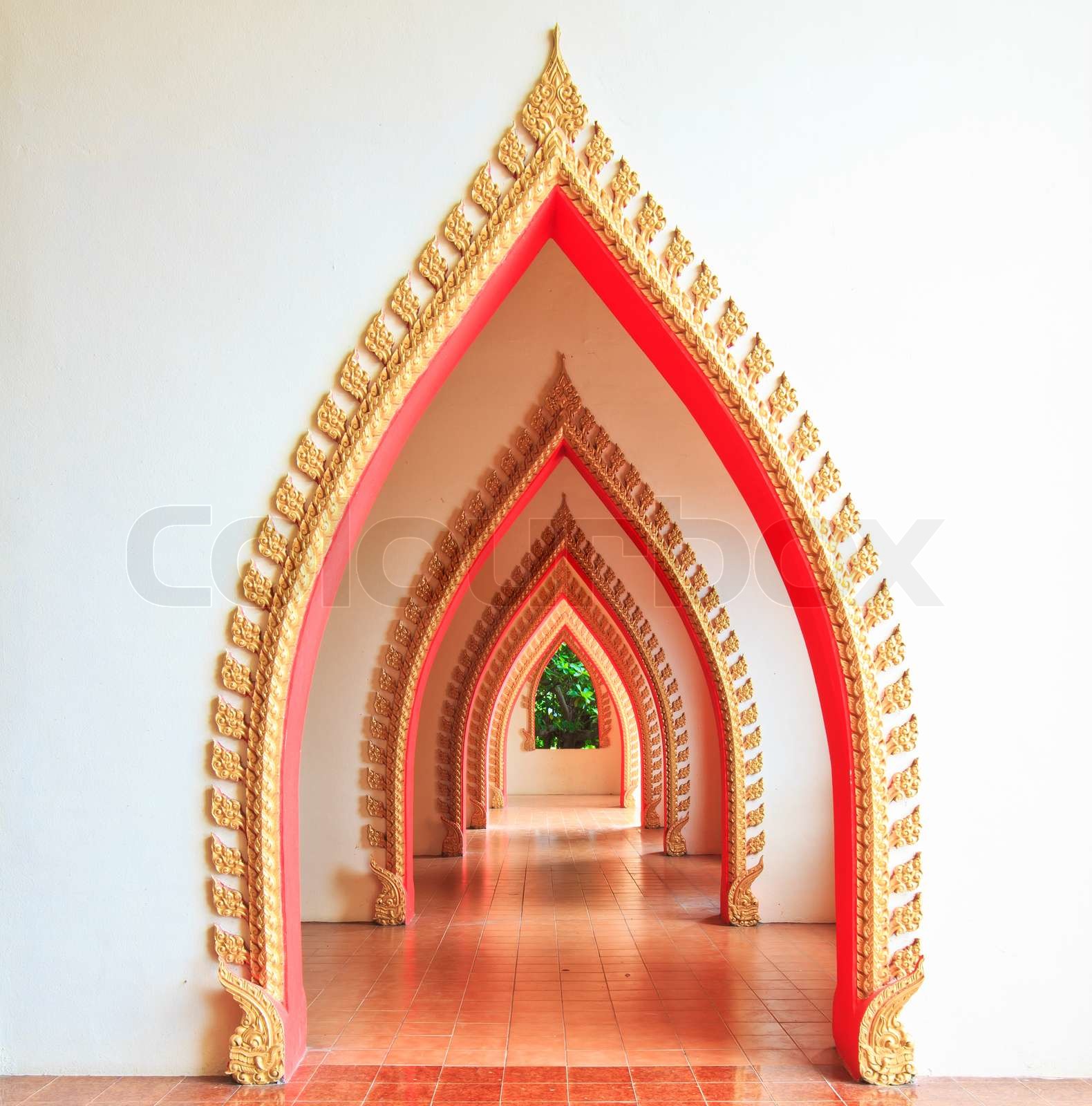 Walkway in temple and Arch door | Stock image | Colourbox