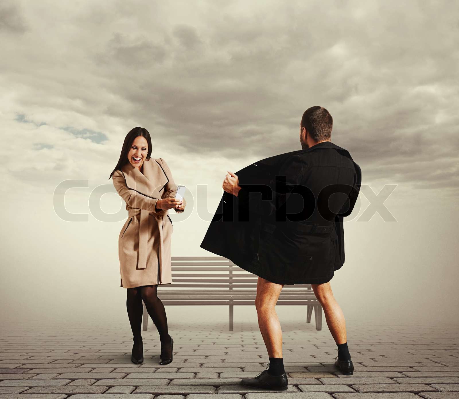 woman take a picture exhibitionist in the street | Stock image | Colourbox