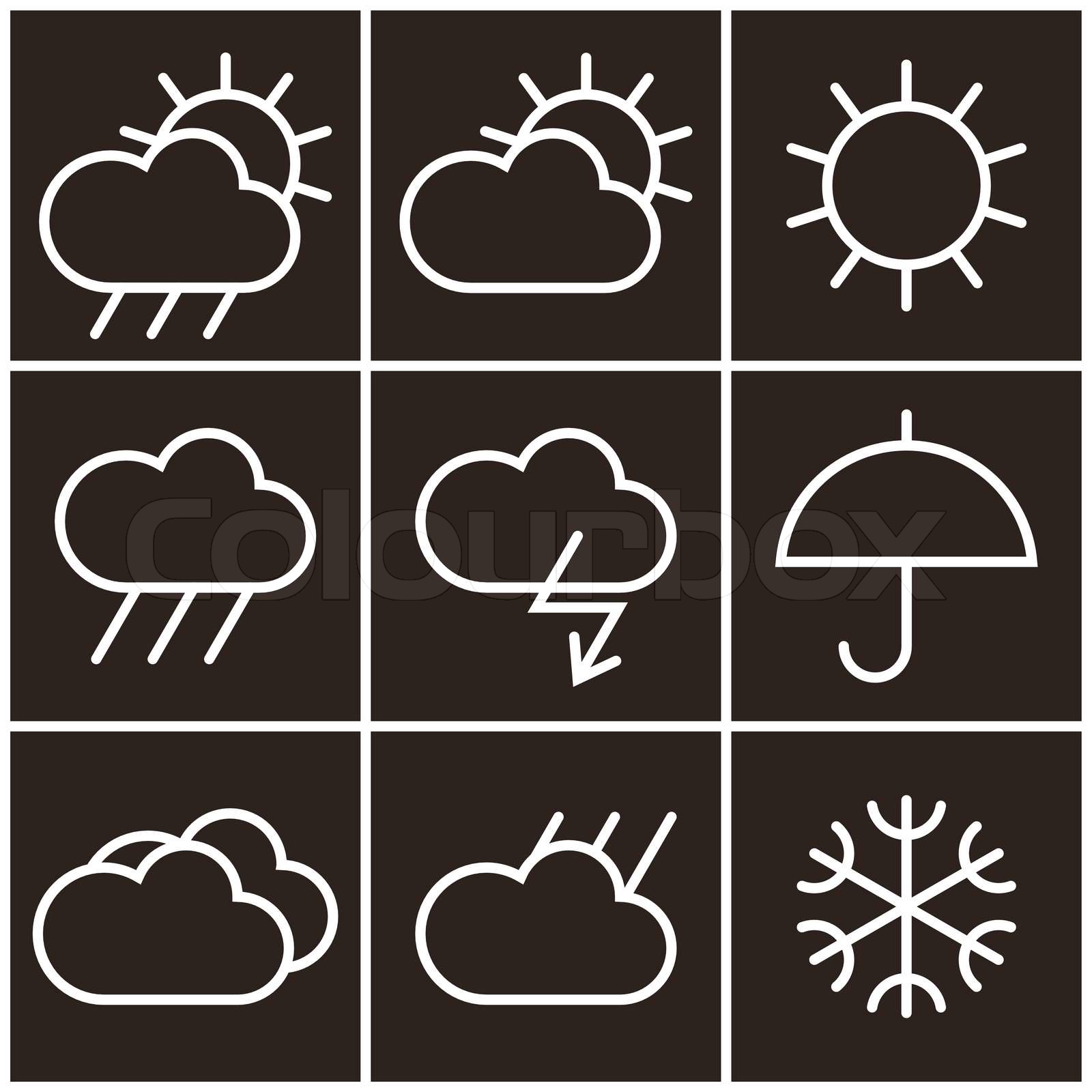 Weather signs in black and white | Stock vector | Colourbox