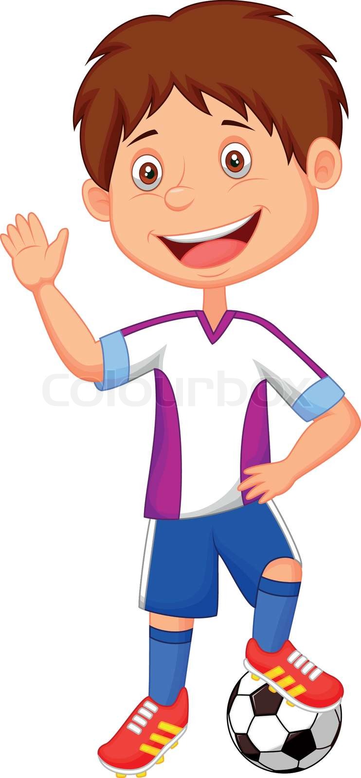 Cartoon kid playing football | Stock vector | Colourbox