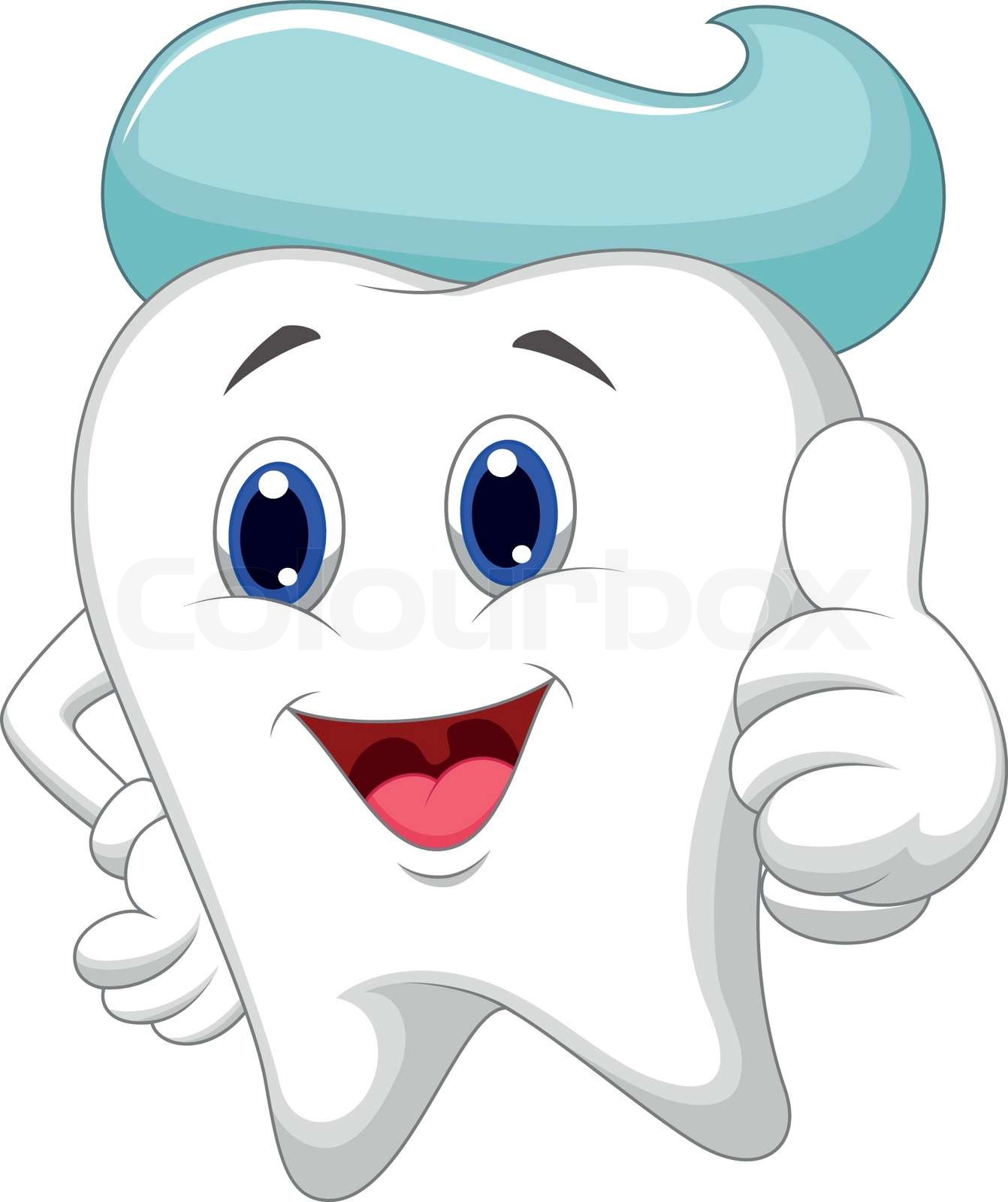 Cute tooth cartoon giving a thumb up | Stock vector | Colourbox