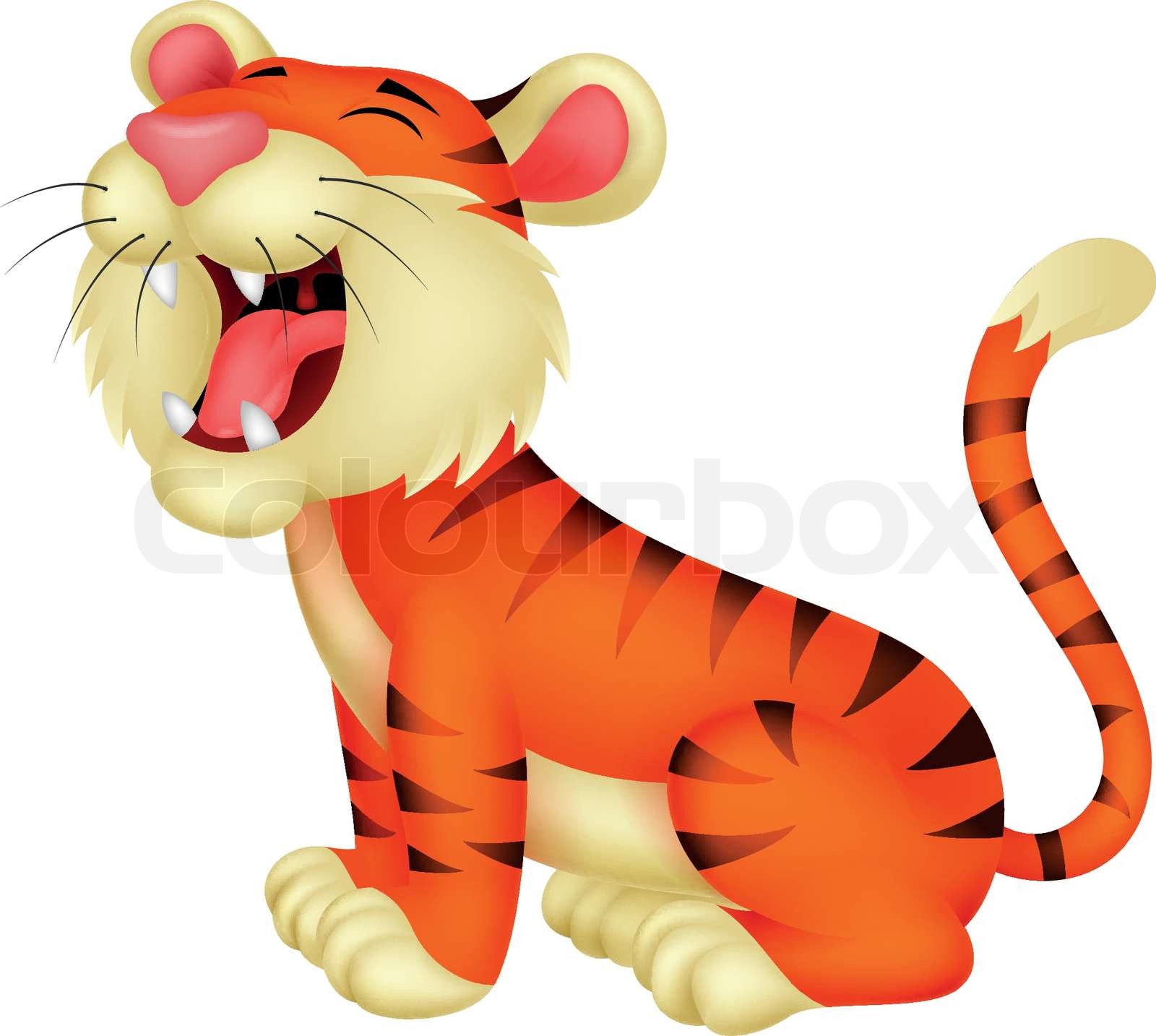 Tiger cartoon roaring | Stock vector | Colourbox