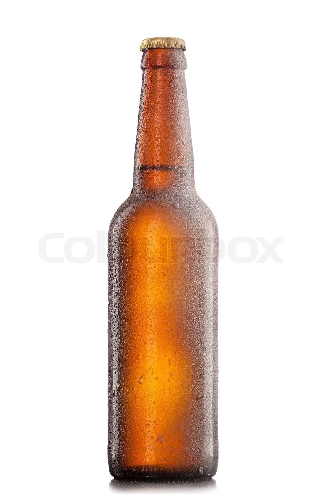 Beer bottle with water drops and frost isolated on white | Stock image ...