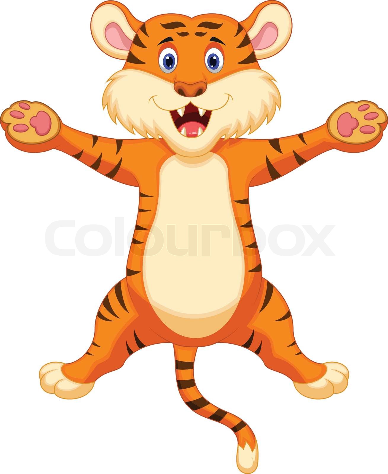Happy tiger cartoon | Stock vector | Colourbox