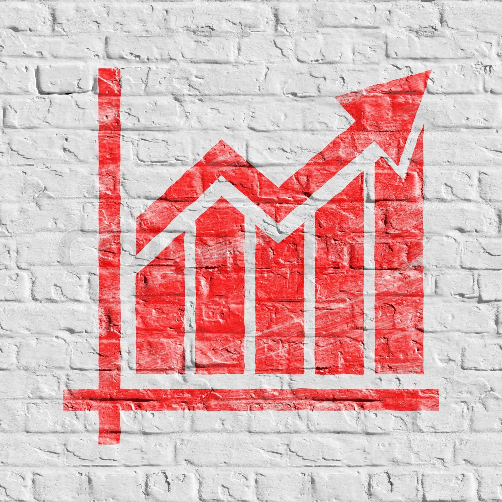 Red Growth Chart ikonet på hvid mur | Stock foto | Colourbox