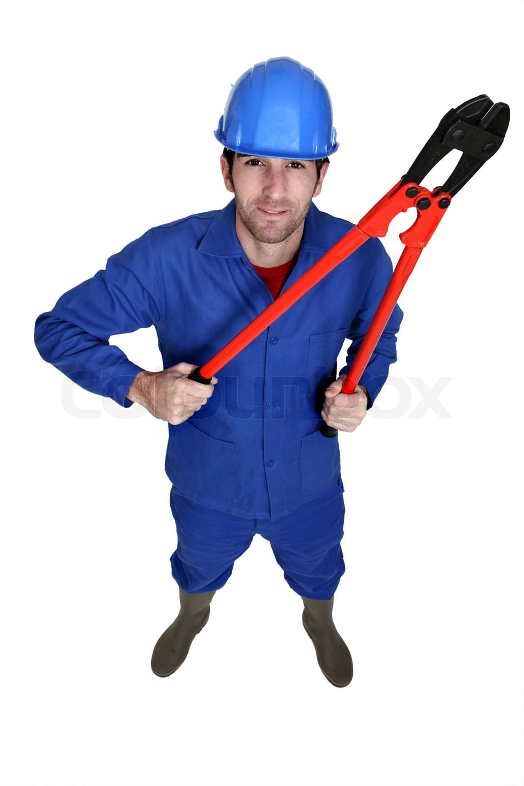 Man using bolt-cutters | Stock image | Colourbox