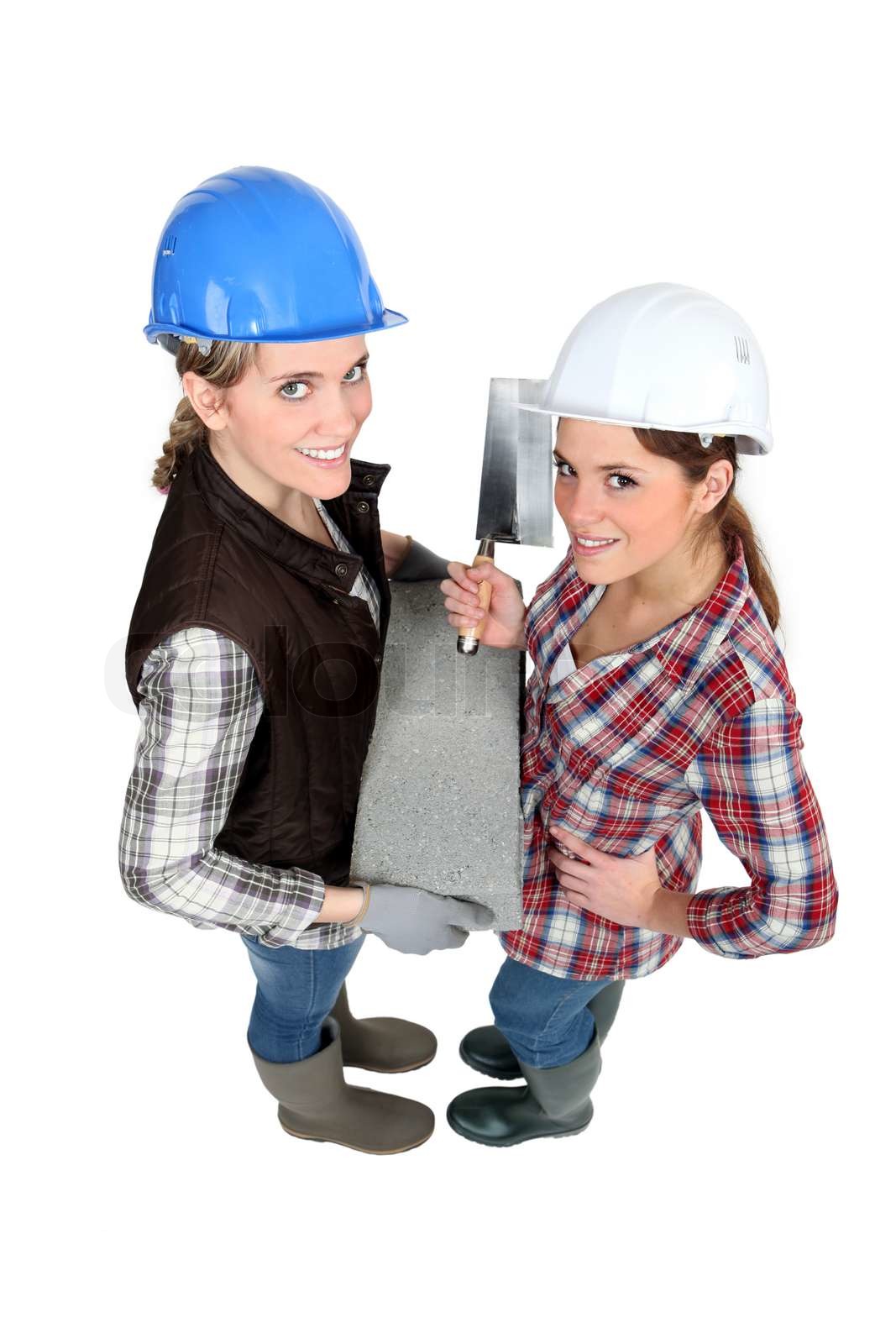 Female bricklayers | Stock image | Colourbox