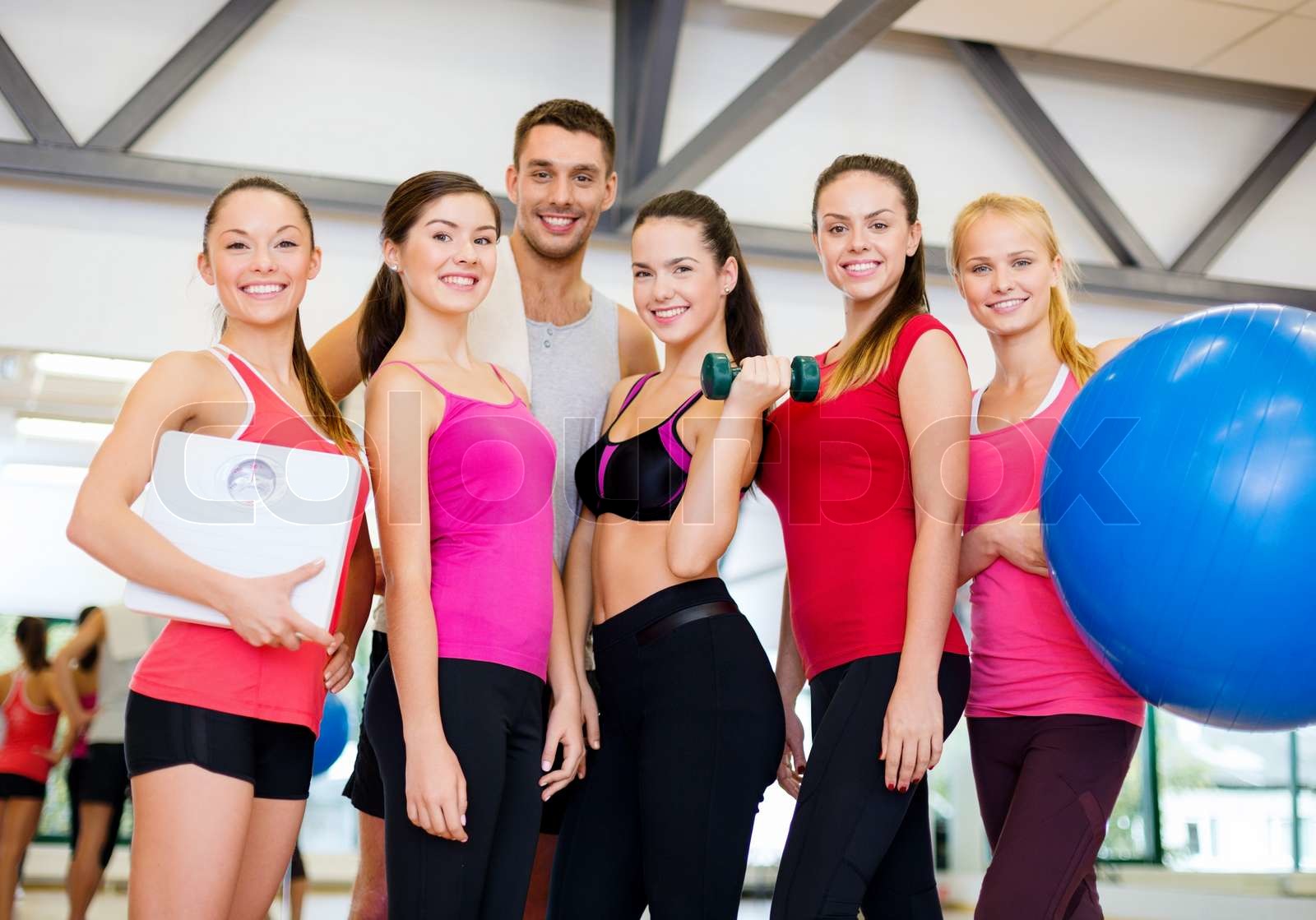 group of smiling people in the gym | Stock image | Colourbox