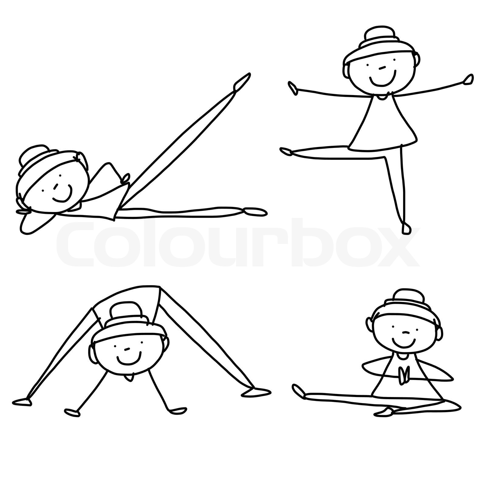 cartoon hand drawing woman practicing yoga | Stock vector | Colourbox