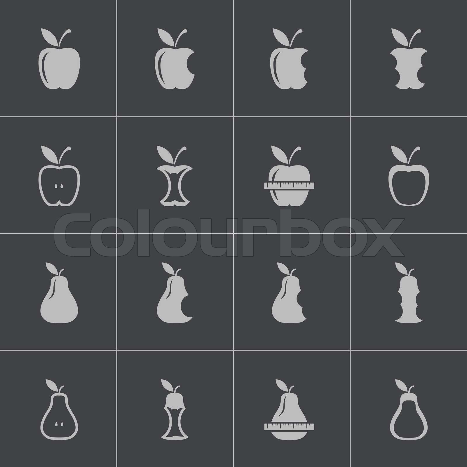 Vector schwarz Apfel und Birne Symbole gesetzt | Stock-Vektor | Colourbox