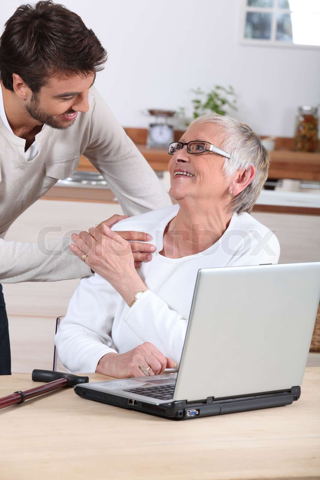 man explaining how computers work | Stock image | Colourbox