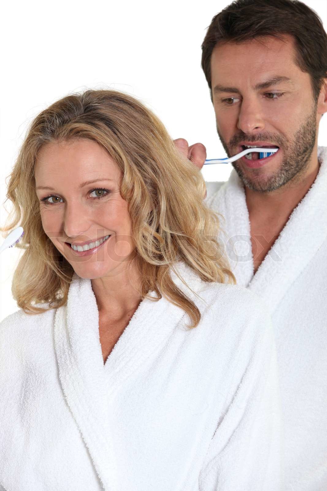 Paar Zähne putzen | Stock Bild | Colourbox