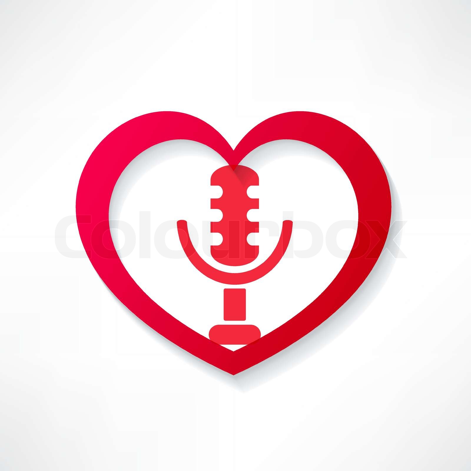design element heart with microphone | Stock vector | Colourbox
