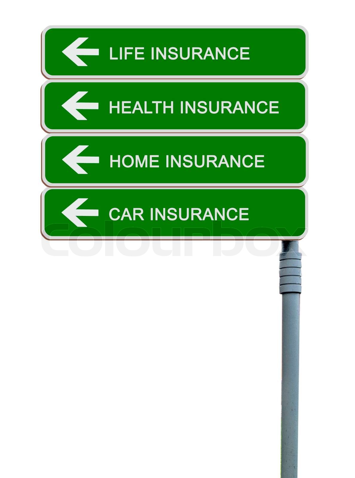Road signs to life, health,home,car insurance | Stock image | Colourbox
