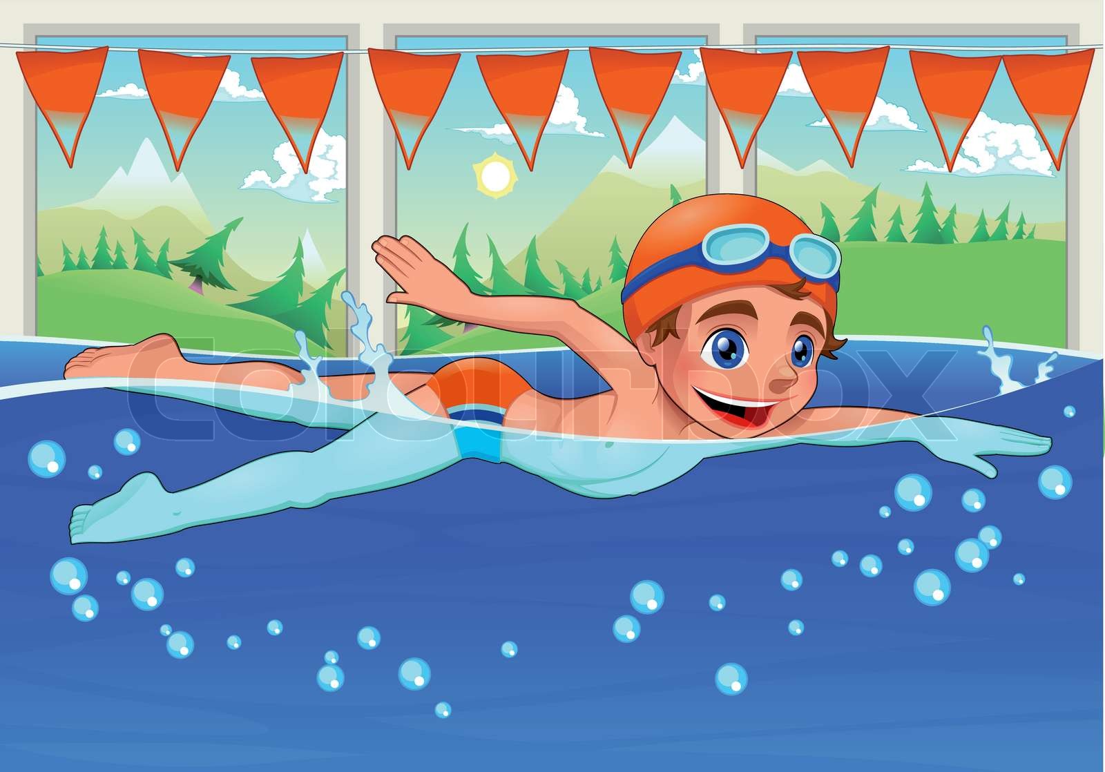 Junger Schwimmer im Schwimmbad . | Stock-Vektor | Colourbox