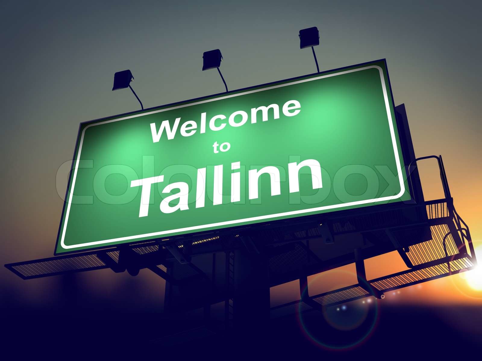 Billboard Welcome to Tallinn at Sunrise | Stock image | Colourbox