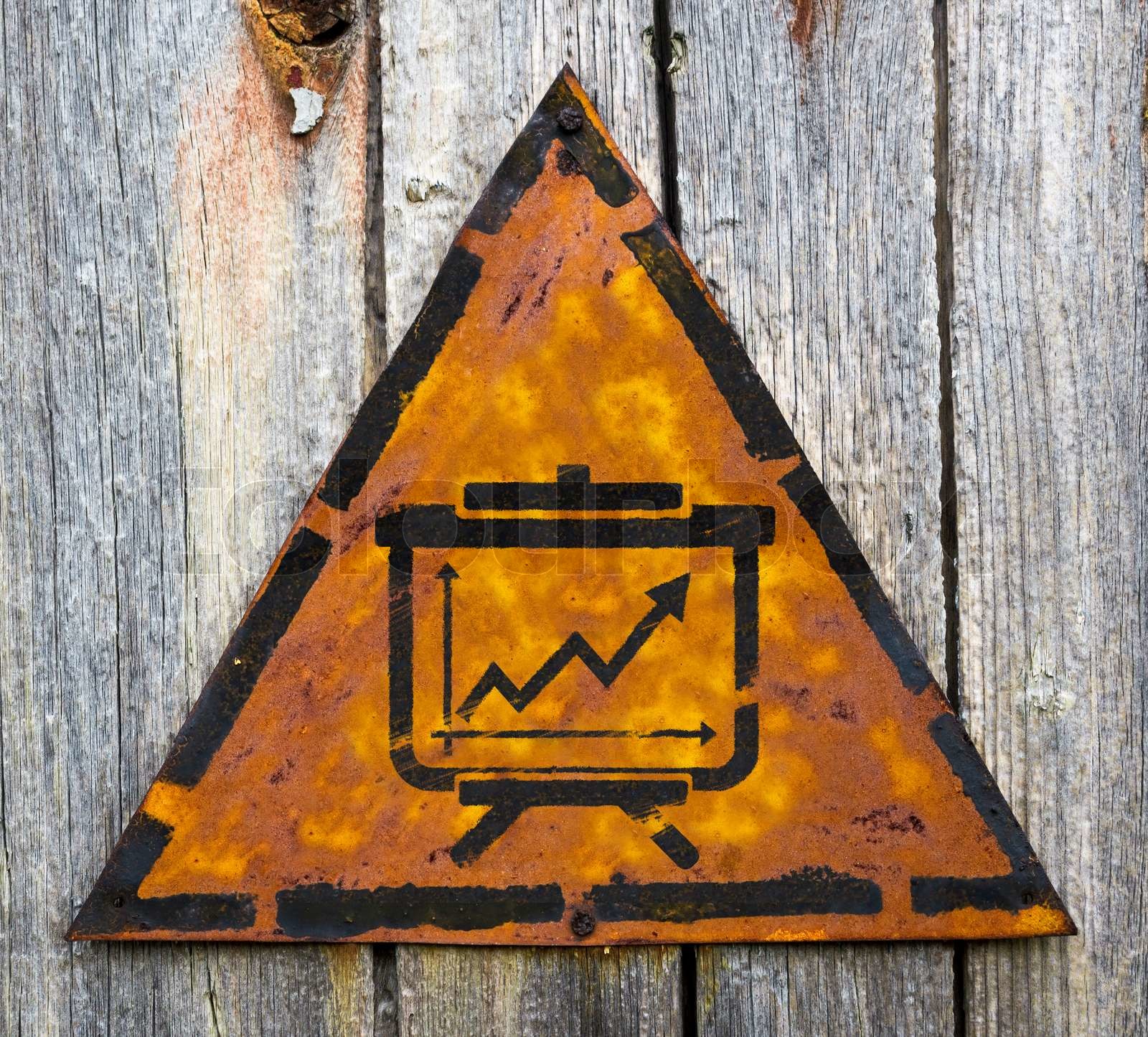 Flipchart Icon on Rusty Warning Sign | Stock image | Colourbox