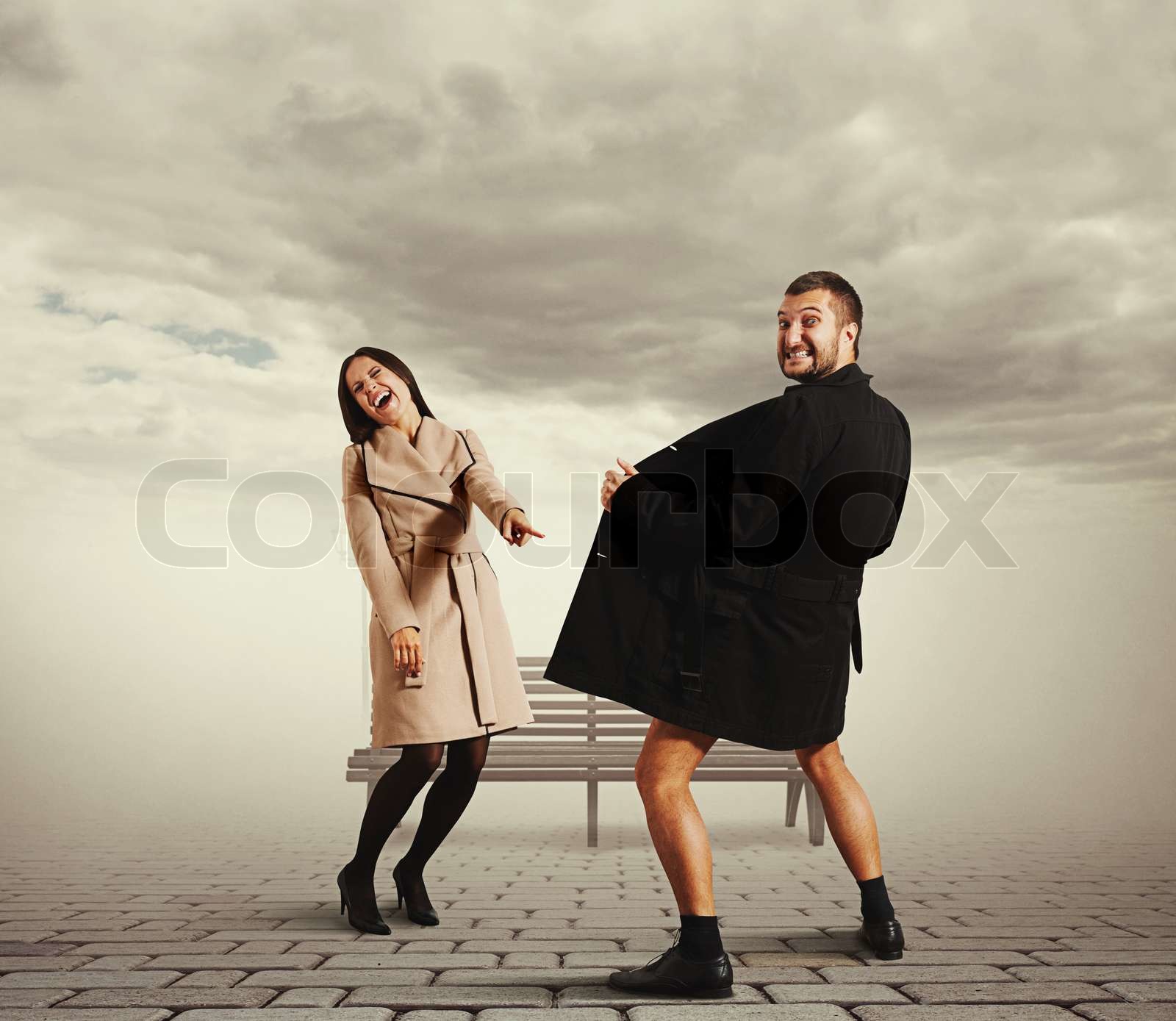 woman pointing at exhibitionist | Stock image | Colourbox
