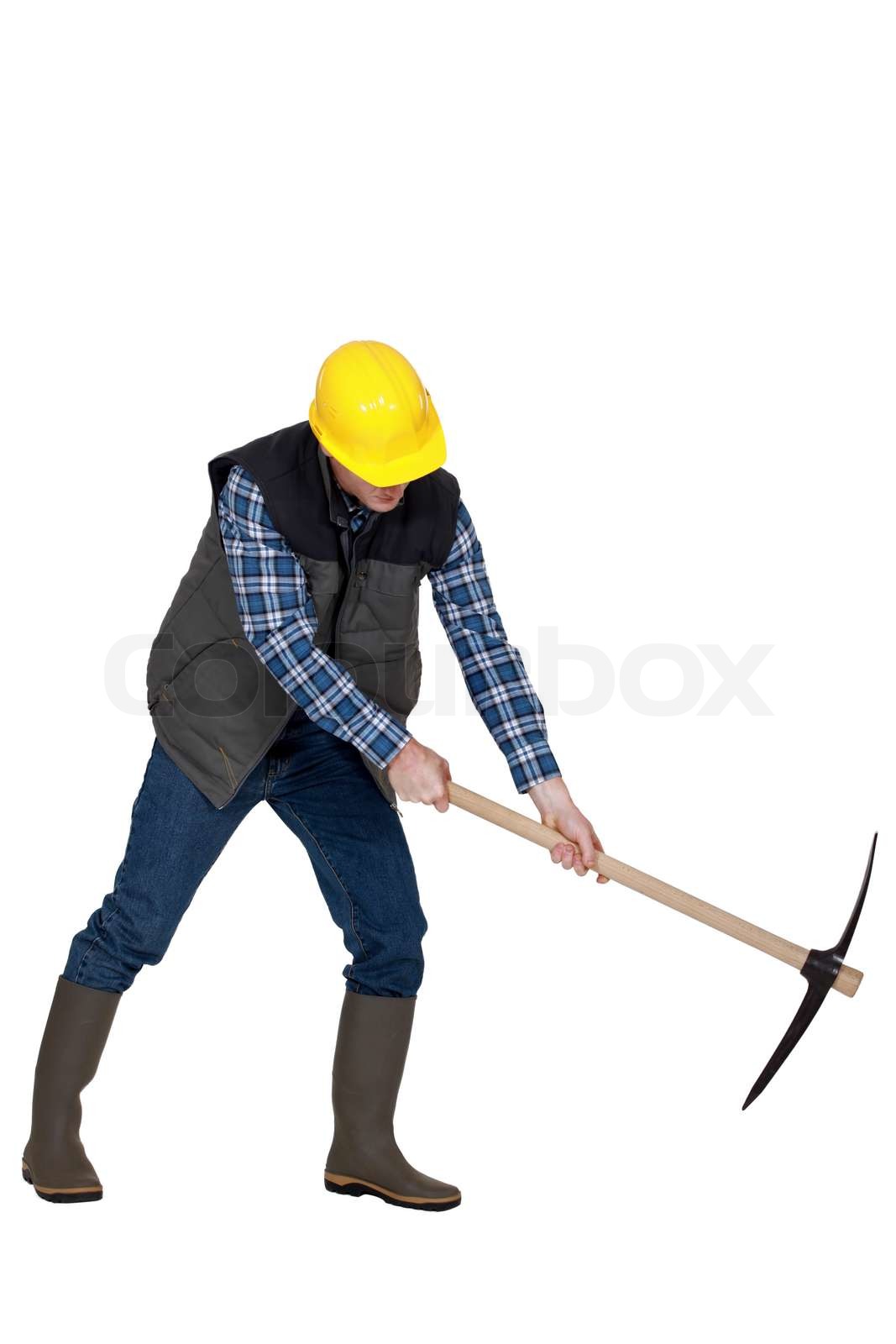 Man with a pickaxe | Stock image | Colourbox