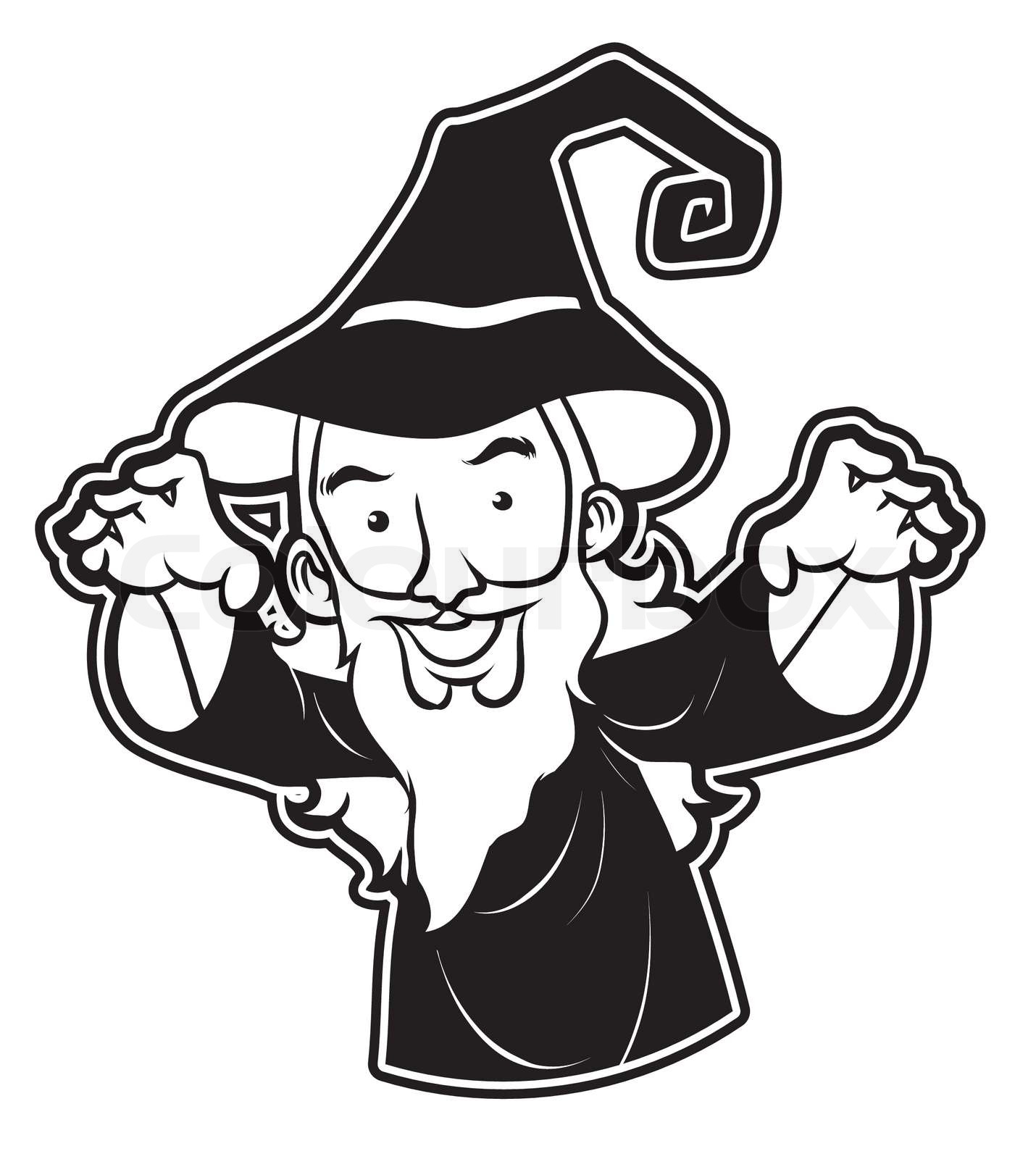 black and white clipart wizard | Stock vector | Colourbox