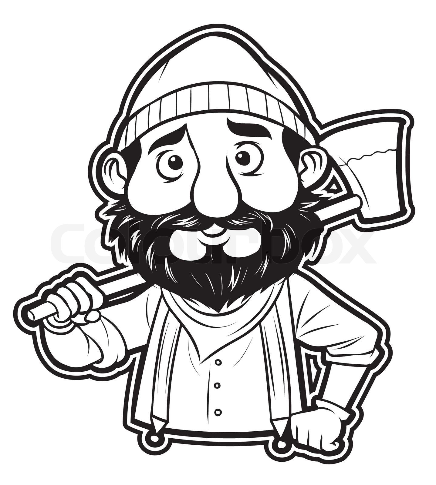 black and white clipart lumberjack | Stock vector | Colourbox
