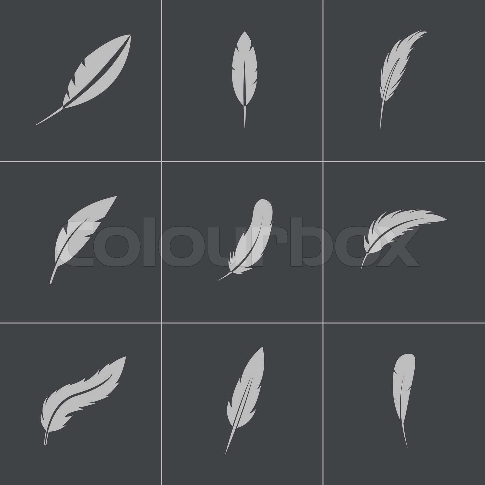 Vector schwarze Feder Symbole gesetzt | Stock-Vektor | Colourbox