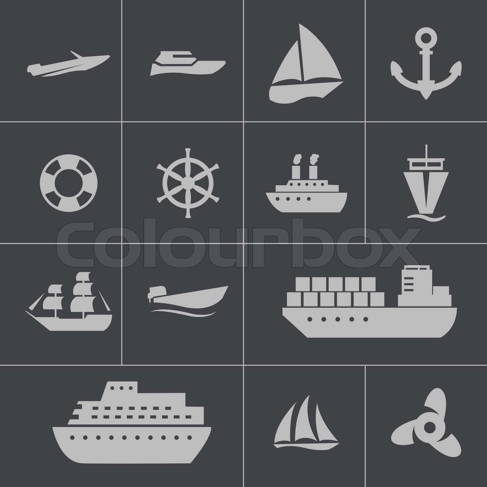 Vector schwarze Schiff und boaticons eingestellt | Stock-Vektor | Colourbox