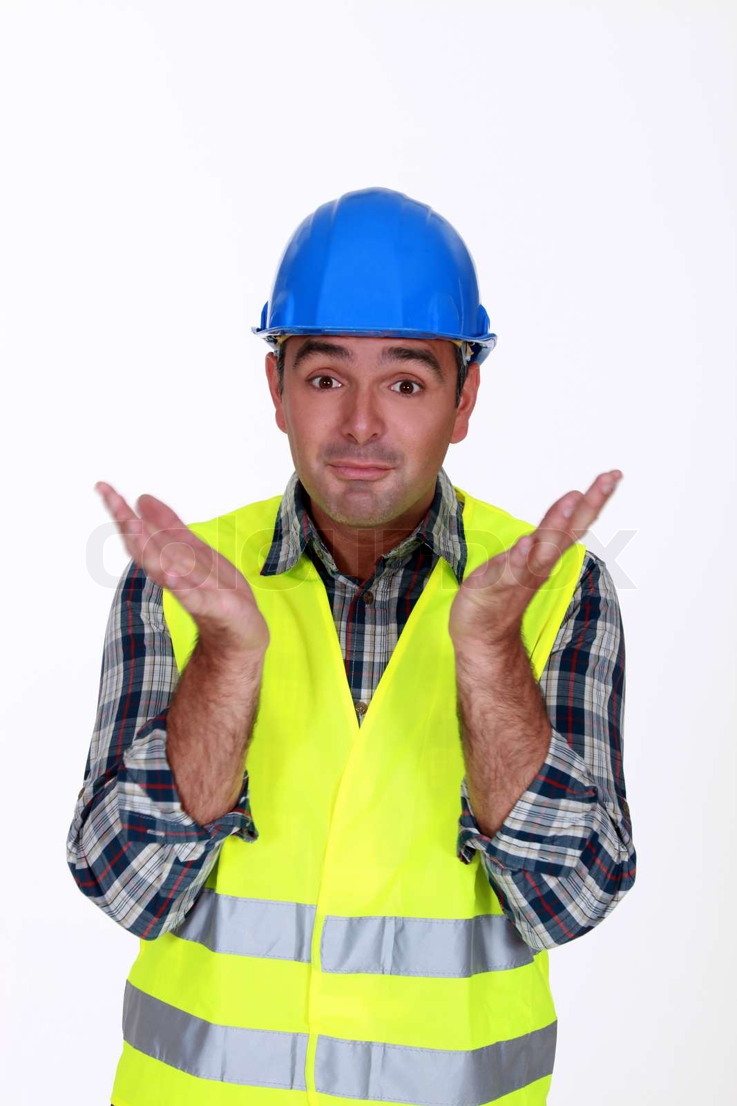 Builder with confused look on face | Stock image | Colourbox