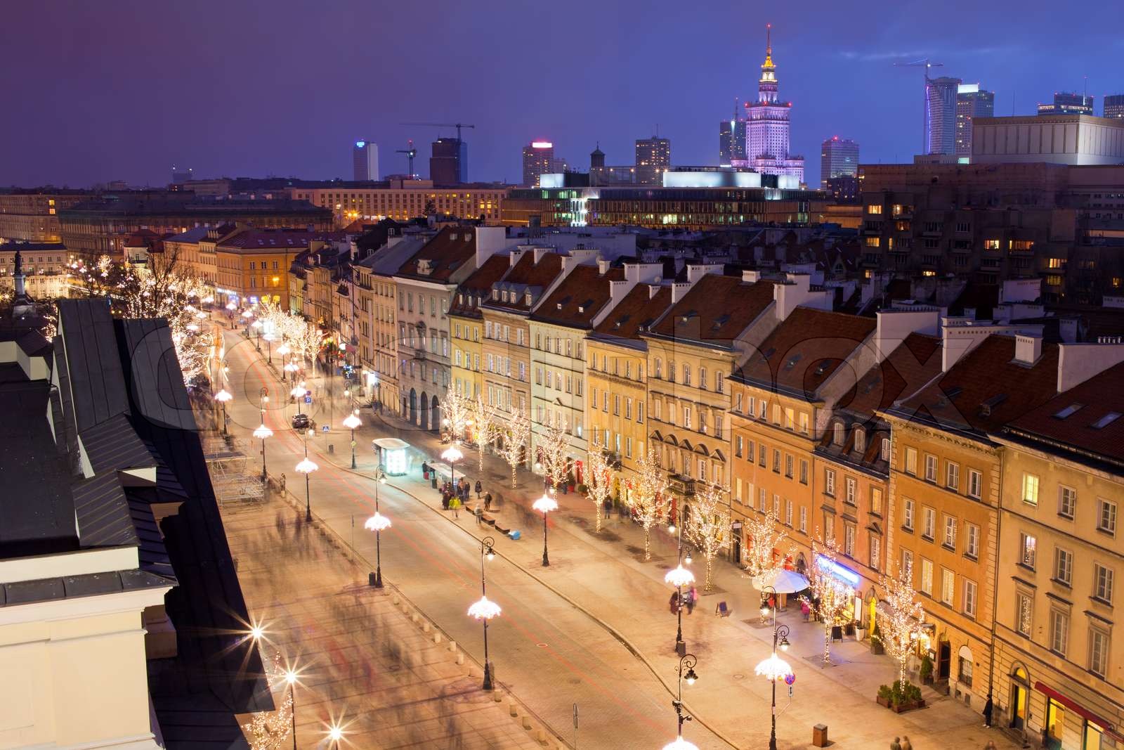 Warsaw At Night Stock Image Colourbox