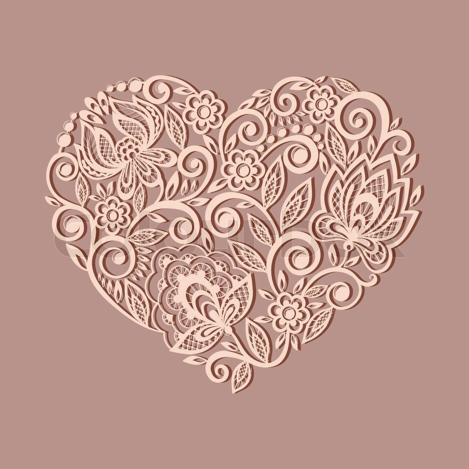 blomstret, bryllup, hjerte | Stock vektor | Colourbox