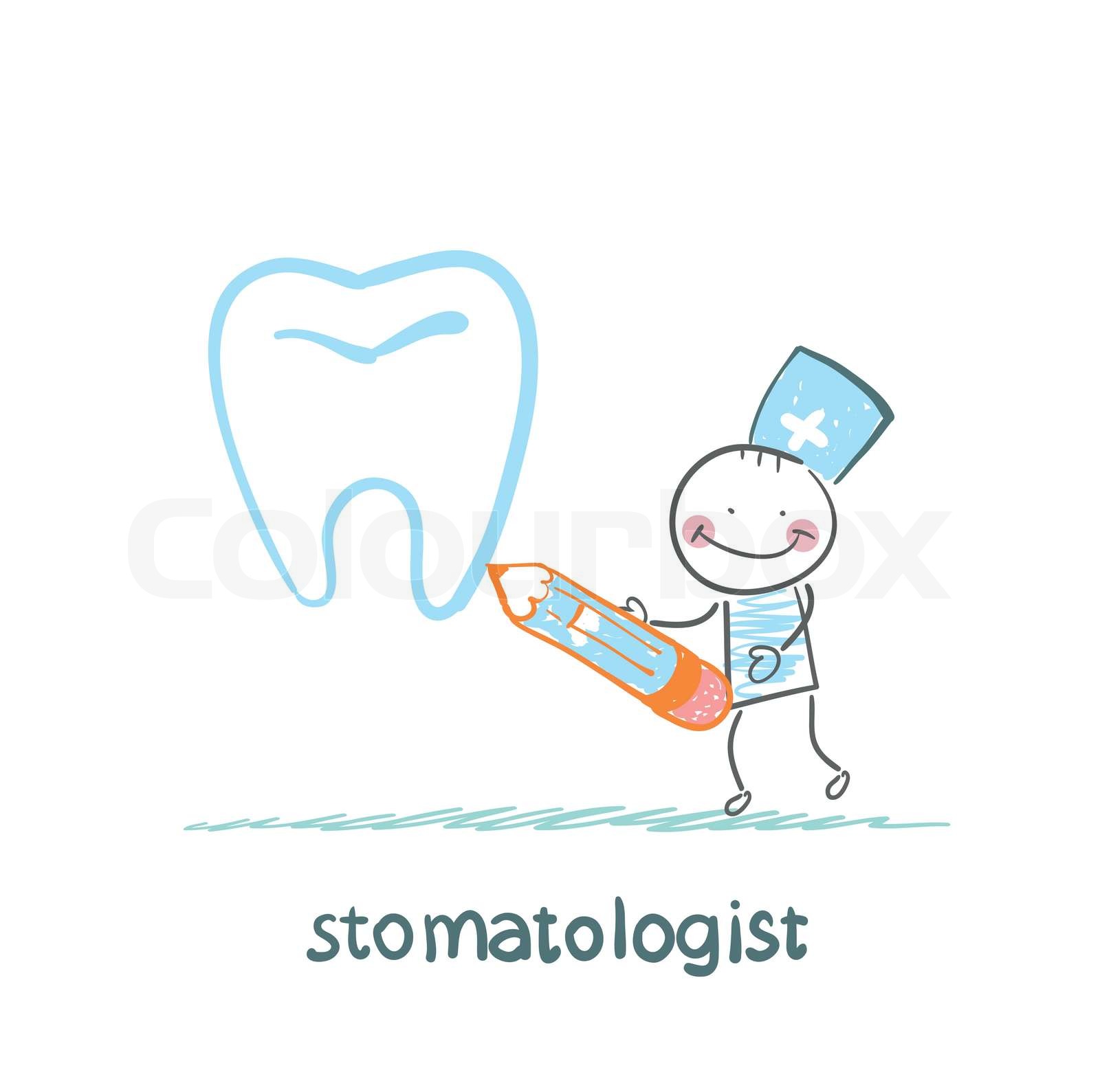 stomatologist drawing tooth | Stock vector | Colourbox