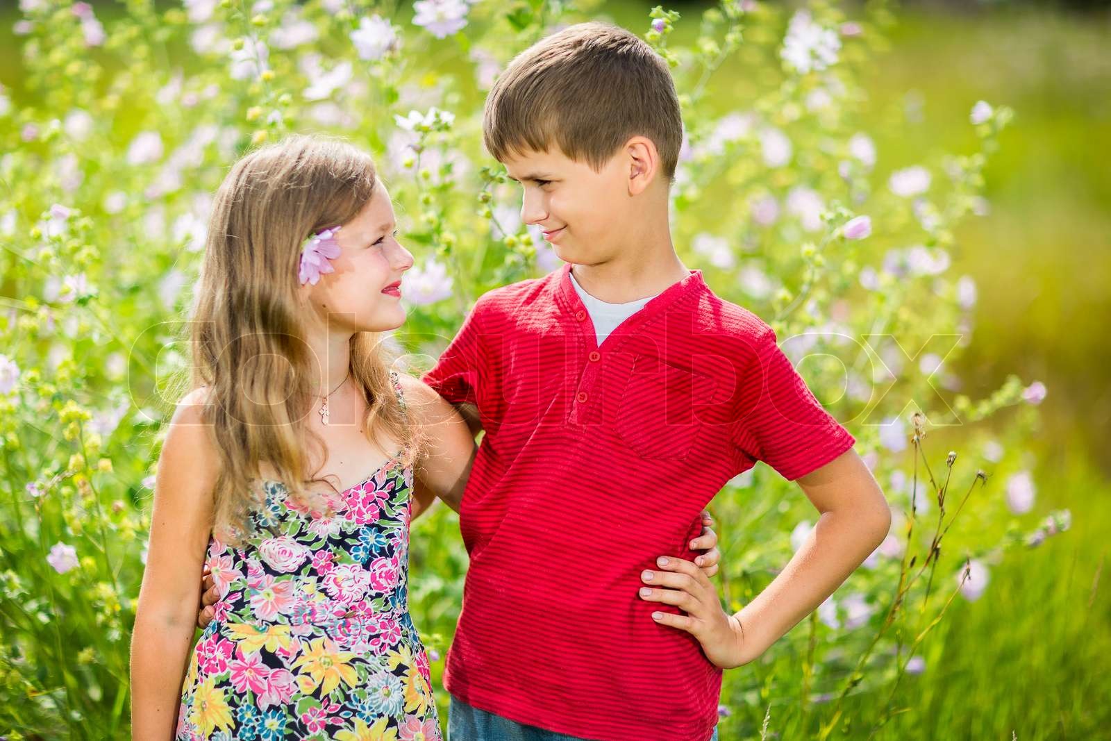 Adorable happy kids outdoors on summer day | Stock image | Colourbox