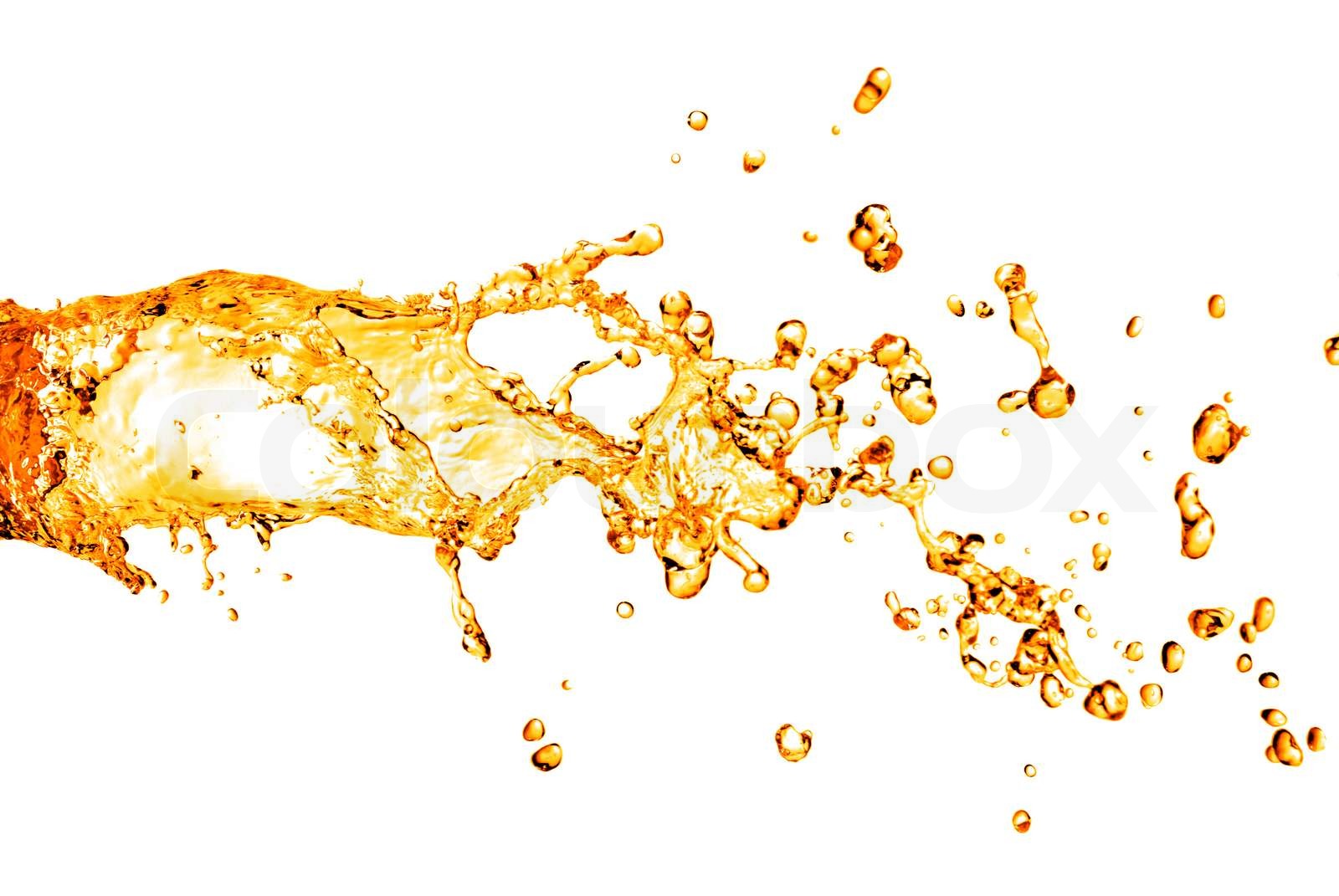 orange water splash isolated on white | Stock image | Colourbox