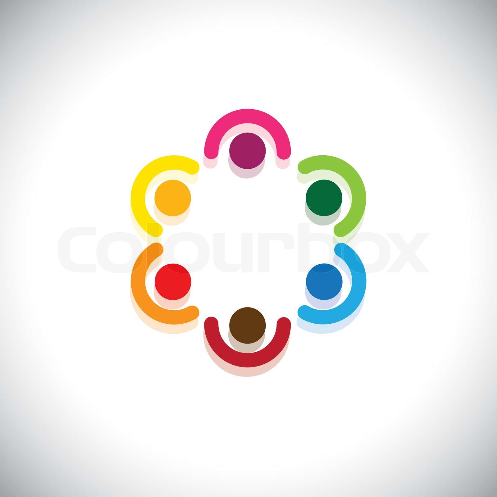 team of employees meeting in circle - teamwork concept vecto | Stock ...