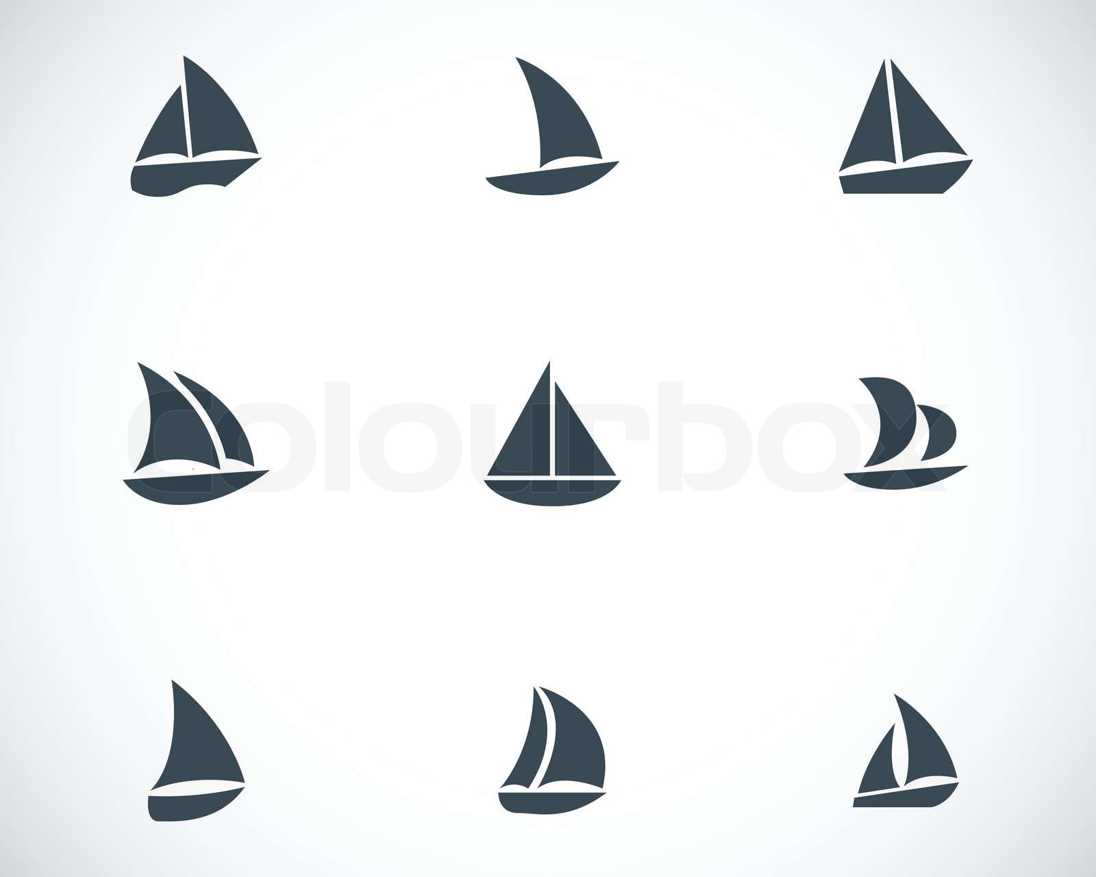 Vektor schwarz segelboot Icons set | Stock-Vektor | Colourbox