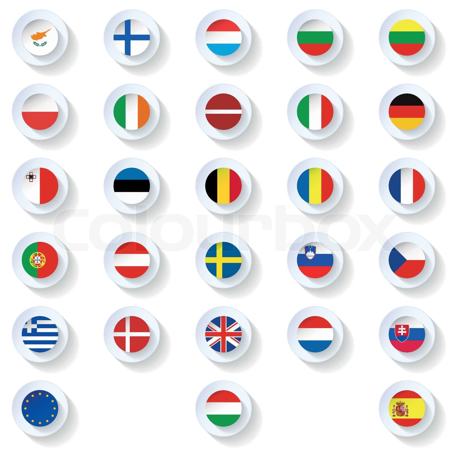 Europa union Länder Fahnen flache Icons set | Stock-Vektor | Colourbox