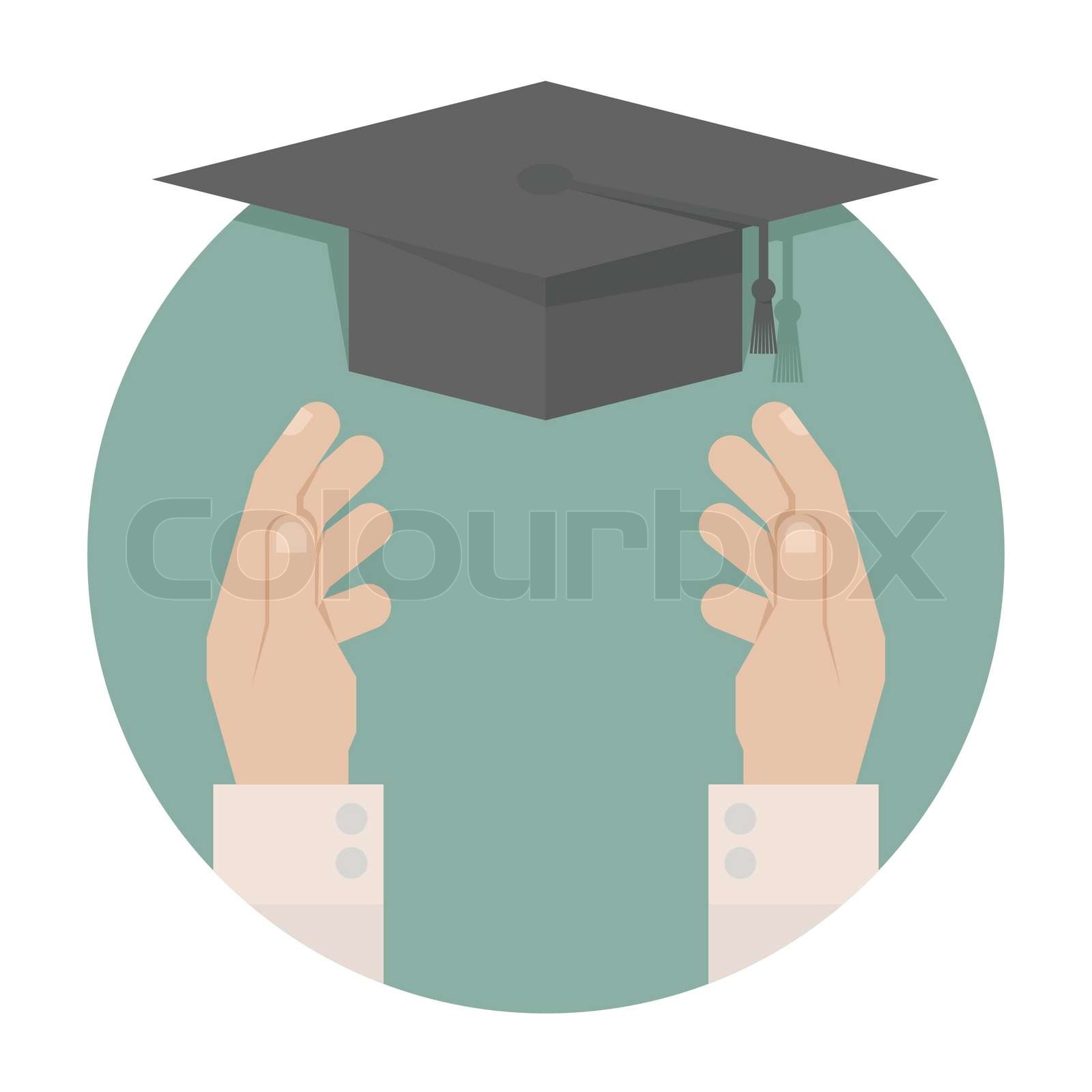 Graduation cap in hand | Stock vector | Colourbox