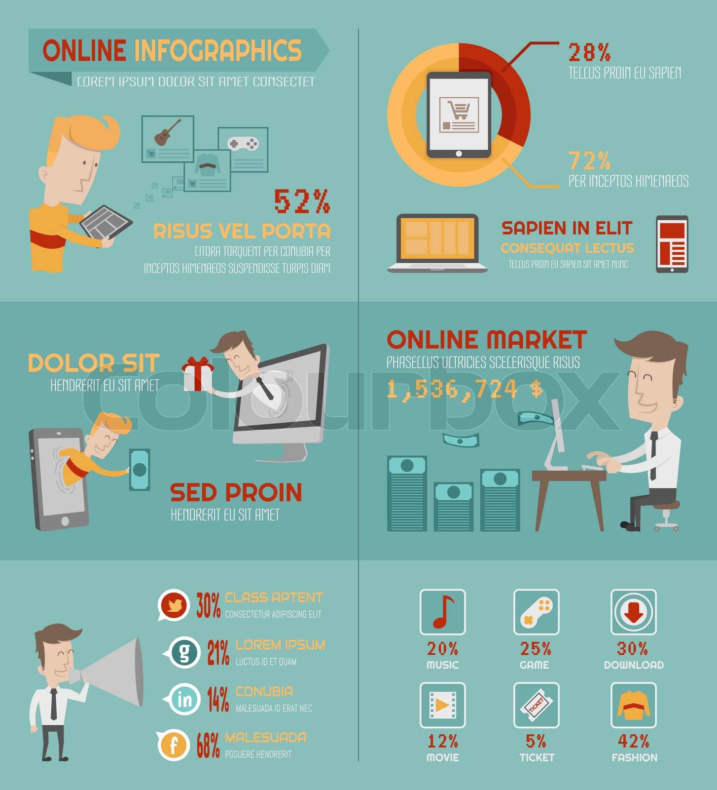 Online-shopping Infografiken Elemente | Stock-Vektor | Colourbox