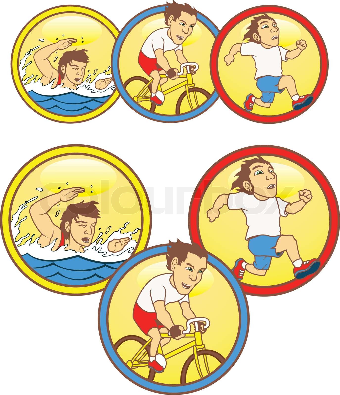 Triathlon Maskottchen Logo Cartoon | Stock-Vektor | Colourbox