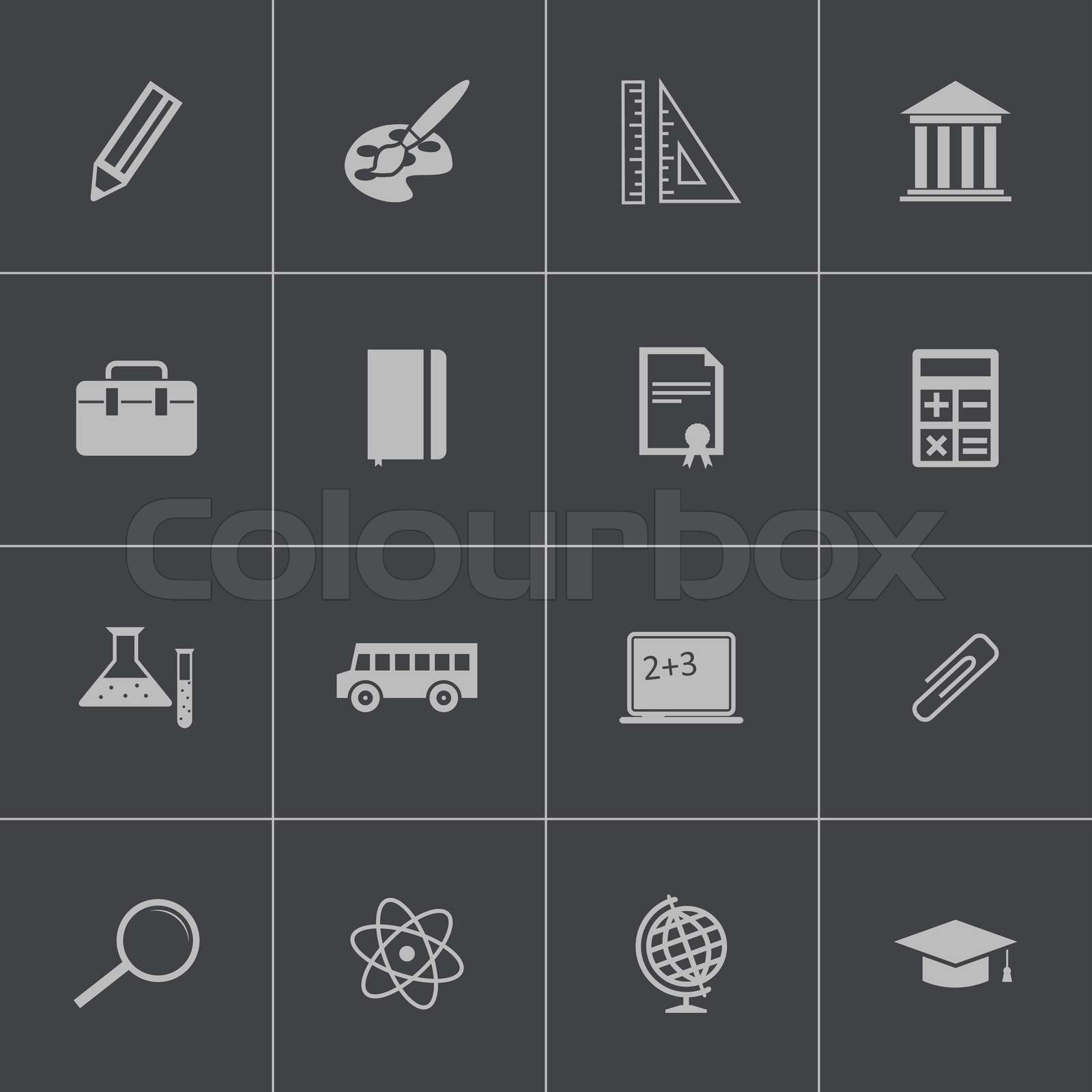Vector black education icons set | Stock vector | Colourbox