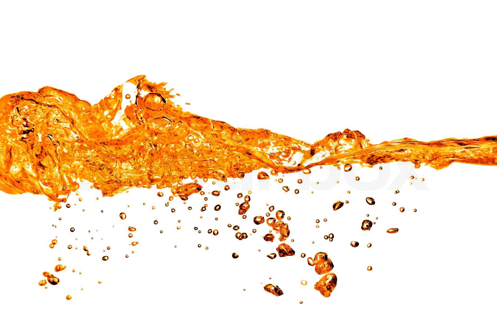 orange water splash isolated on white | Stock image | Colourbox