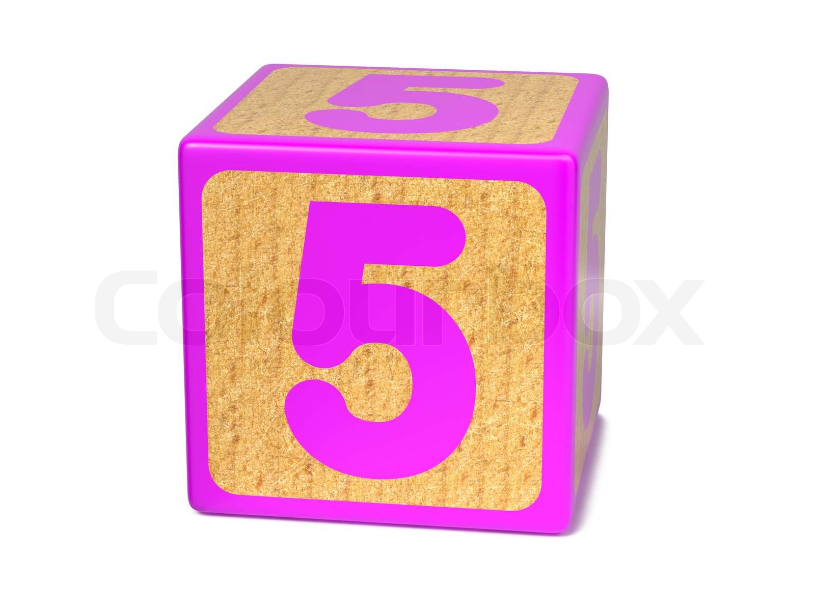 Number 5 - Childrens Alphabet Block. | Stock image | Colourbox