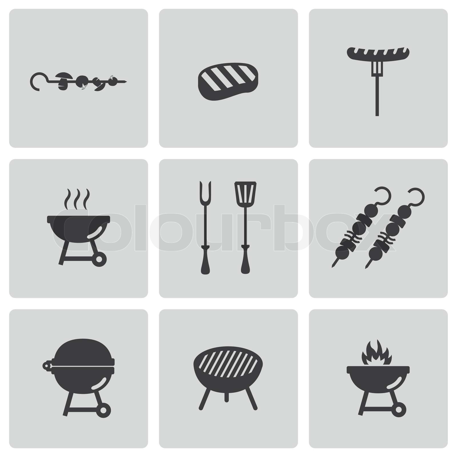 Vektor schwarz-Barbecue-Symbole-set | Stock-Vektor | Colourbox