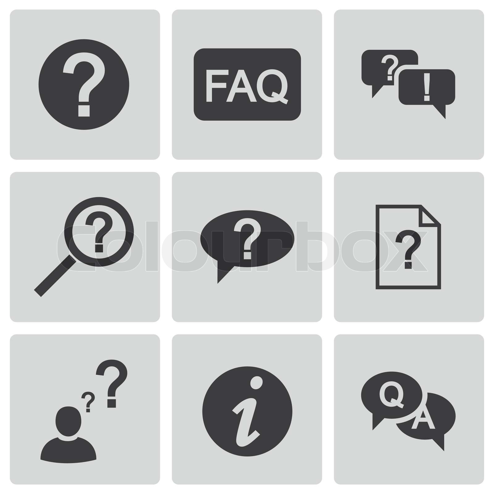 Vector black FAQ icons set | Stock vector | Colourbox