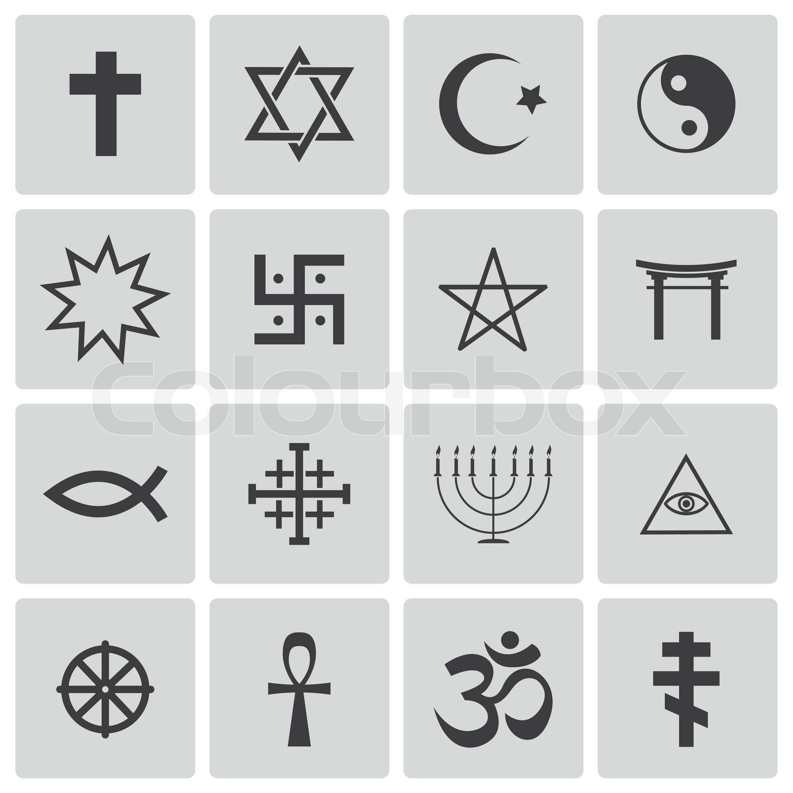 Vektor schwarz-religiöse Symbole-Satz | Stock-Vektor | Colourbox