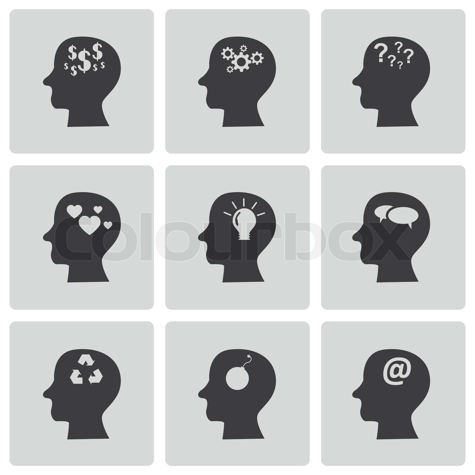 Vector black thoughts icons set | Stock vector | Colourbox